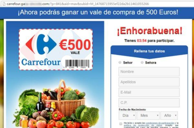 Nueva estafa con vales de compra de 500€ para Carrefour