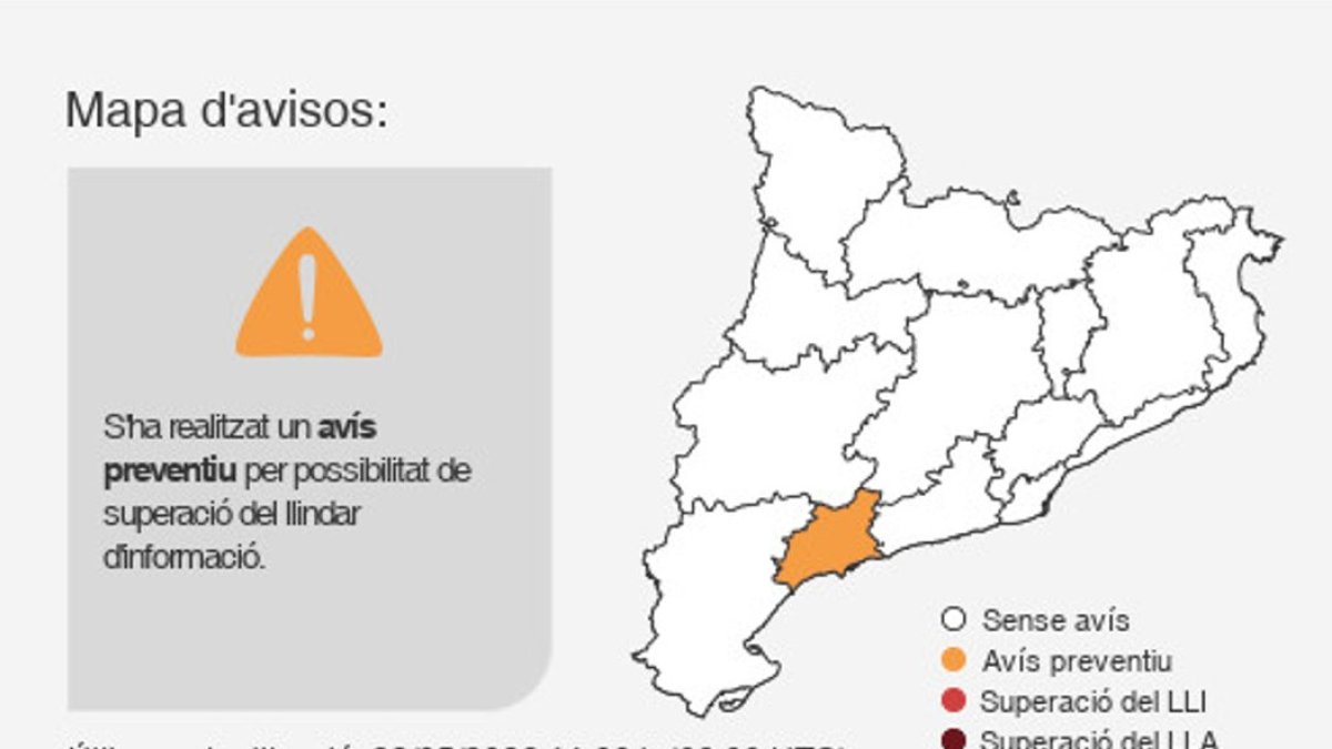 Avís preventiu per nivells elevats d’ozó al Camp de Tarragona